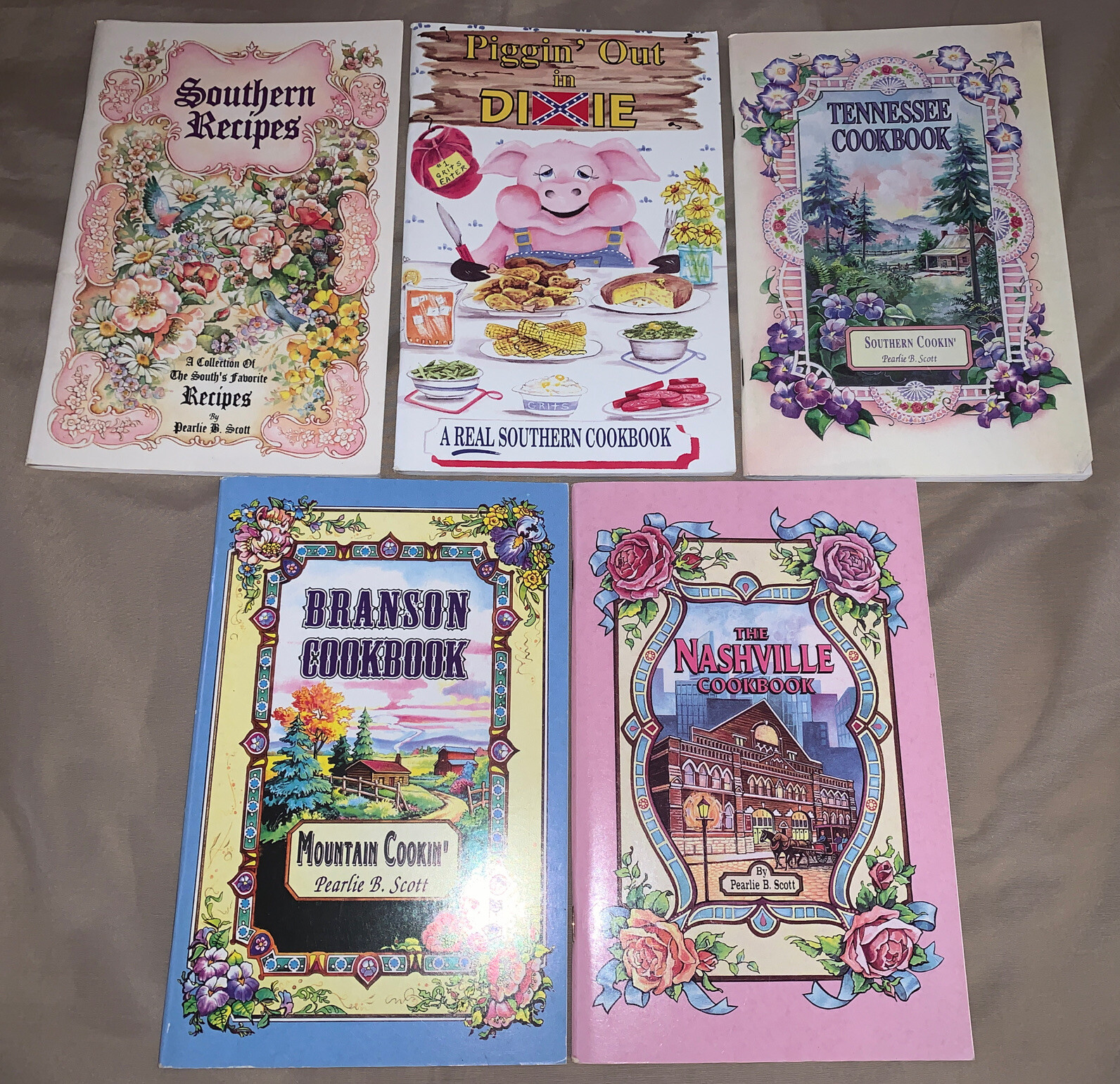 Lot of 5 Pearlie B Scott Cookbooks Tennessee Branson Nashville Southern ...