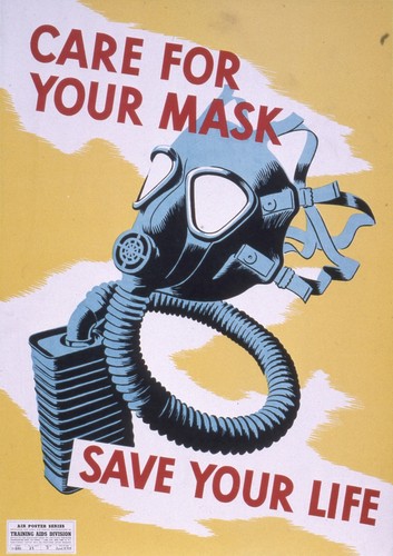 Poster WWII Propaganda Save Your Life Gas Mask Art Print WW2 Poison ...