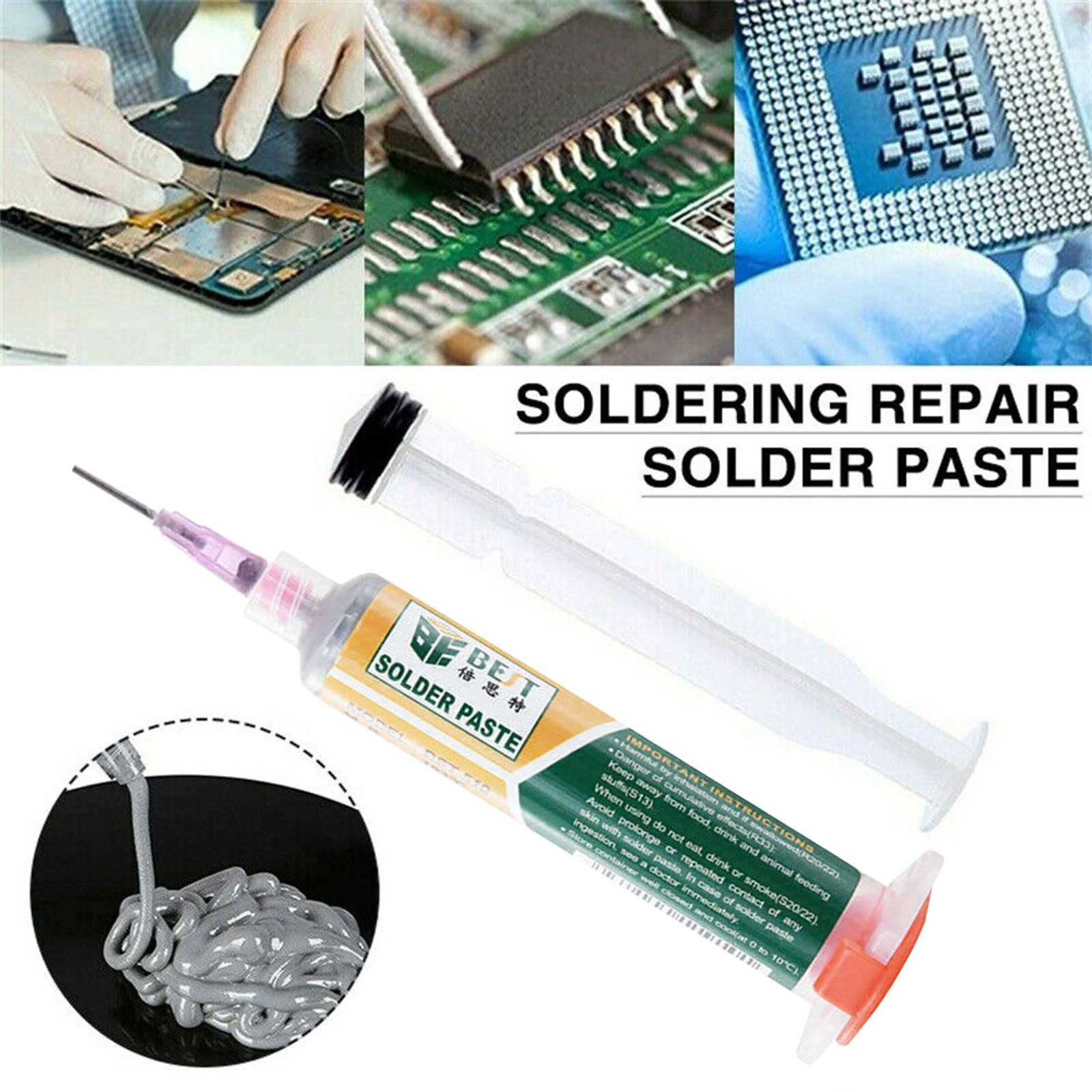 2X 30g BGA Tin Solder Paste Sn63/Pb37 Syringe Liquid Flux Welding ...