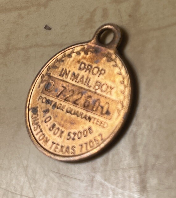 Vintage Serial # EXXON Travel Club Key Fob Brass OIL & GAS Drop In ...