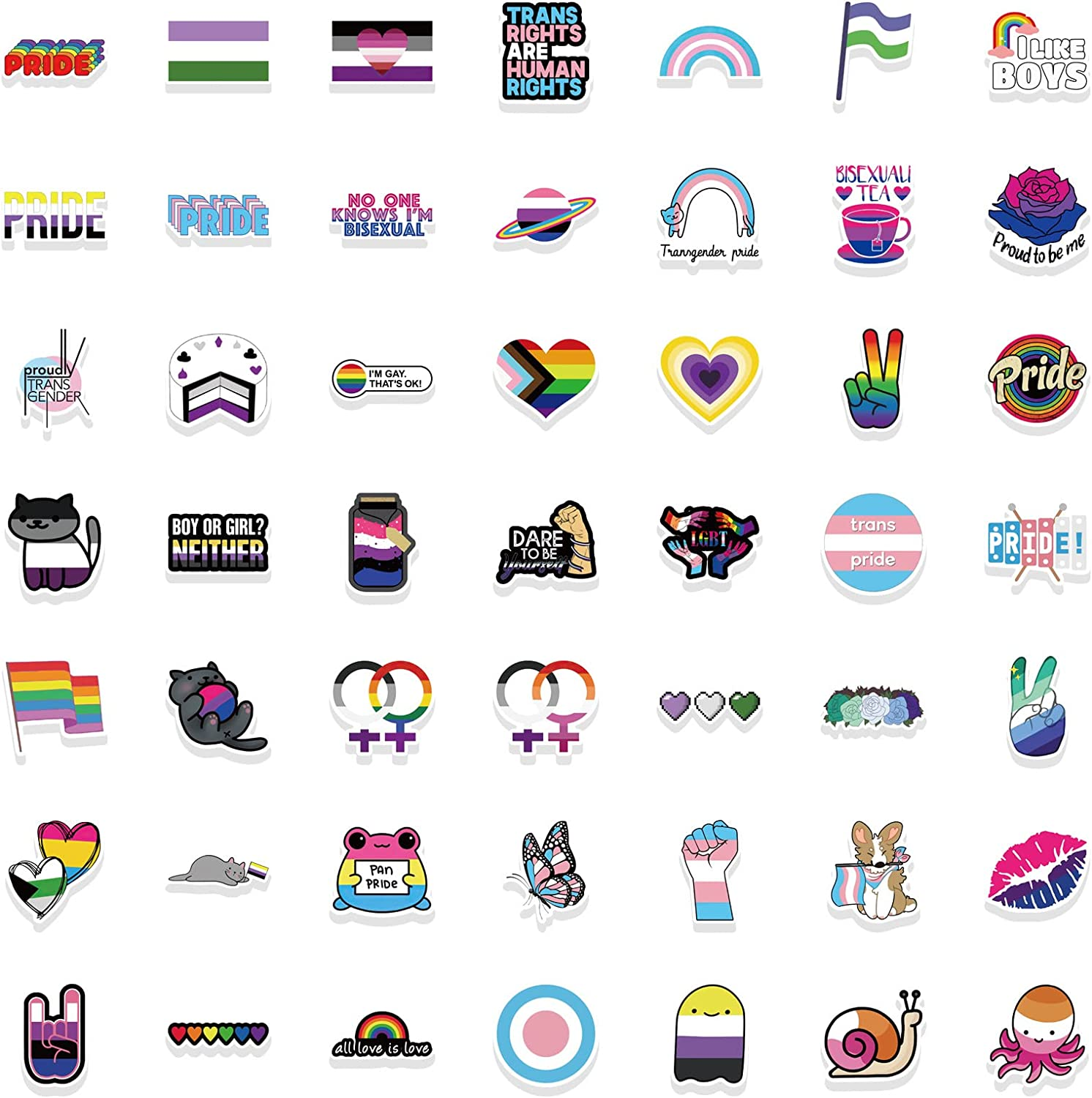 100 PCS LGBT Gay Pride Stickers,Gay Love Rainbow Stripe Graffiti Vinyl ...