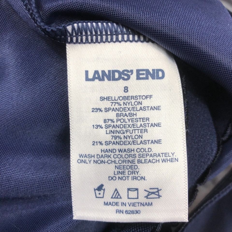 Lands End Navy Polka Dot Tummy Control Square Neck Tankini SWIM TOP Rg ...