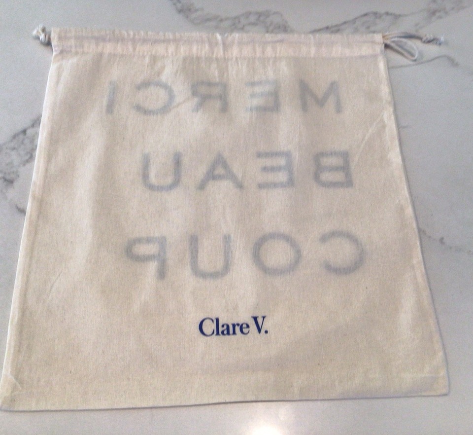 Clare V Merci Beau Coup Drawstring Cotton Dust Bag Tote | eBay