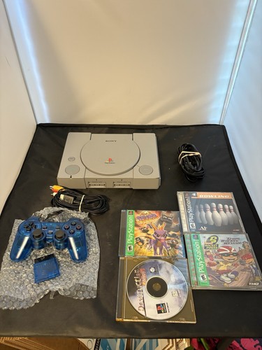 Sony PlayStation 1 PS1 Console with 4 Games 2 Controller Bundle Tested ...