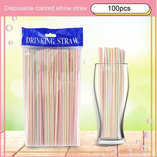 Disposable Elbow Straws Juice Drink Milk Tea Straws Random Color 100PC ...
