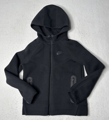 Nike Hoodie Tech Fleece Jacket Zip Up FD3285-010 Kids Size Medium Black ...