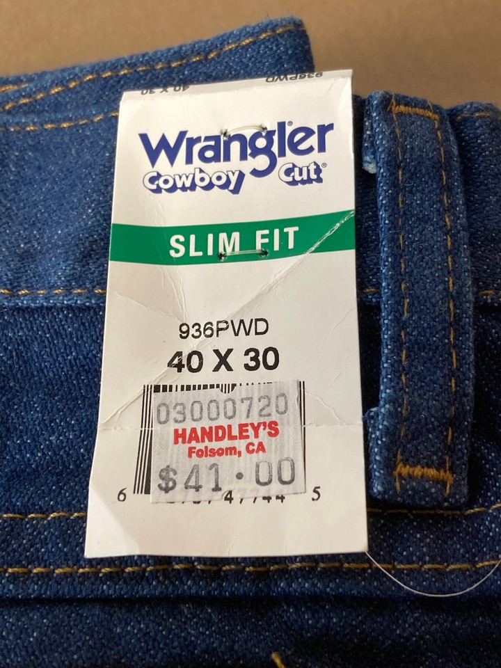 Wrangler Men's Cowboy Cut Slim Fit Indigo Jeans 936PWD 40X30 -New with ...