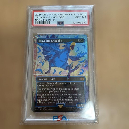 MTG Final Fantasy Traveling Chocobo PSA10 Neon Ink Blue | Rare | First ...