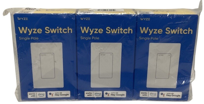 WYZE SWITCH 2.4 GHZ WIFI SMART LIGHT SWITCH SINGLE-POLE ALEXA 3-PACK ...