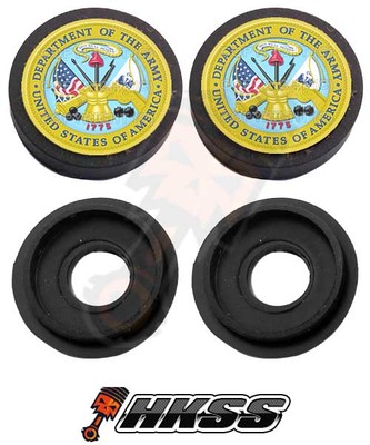 2 Black Custom License Plate Frame Tag Screw Cap Covers - USA ARMY LOGO ...