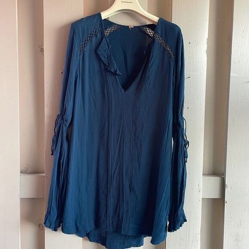free people teal v neck tunic small | eBay