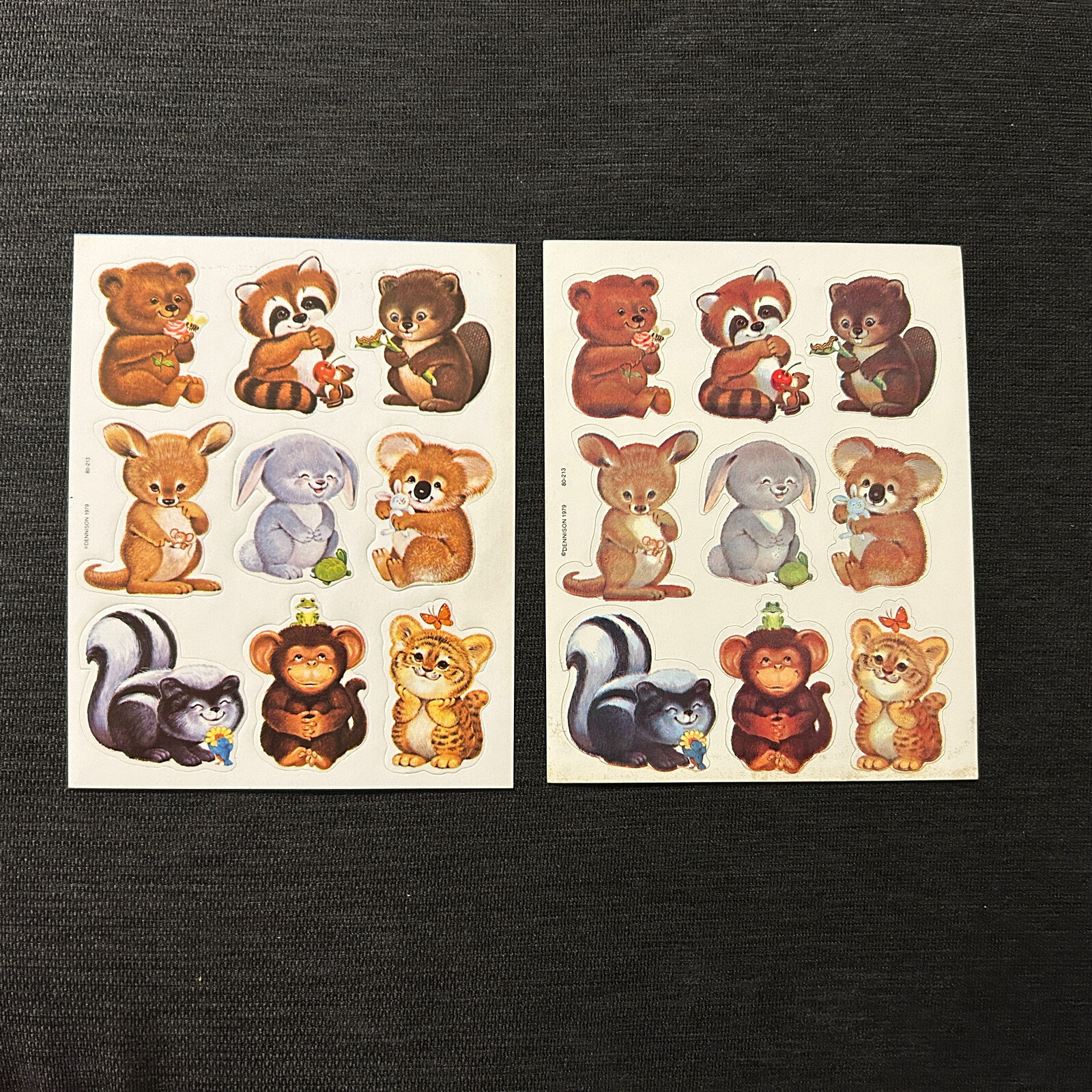 Lot Of 2 Vintage 1979 Dennison Stickers Animals Monkey Kangaroo Skunk ...