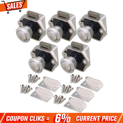 5x Push Button Drawer Caravan Cupboard Latch Catch Furniture Door Lock ...