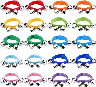20 PCS 10 Colors Wrist Bells Bracelets Ankle Jingle Bell Band Party ...