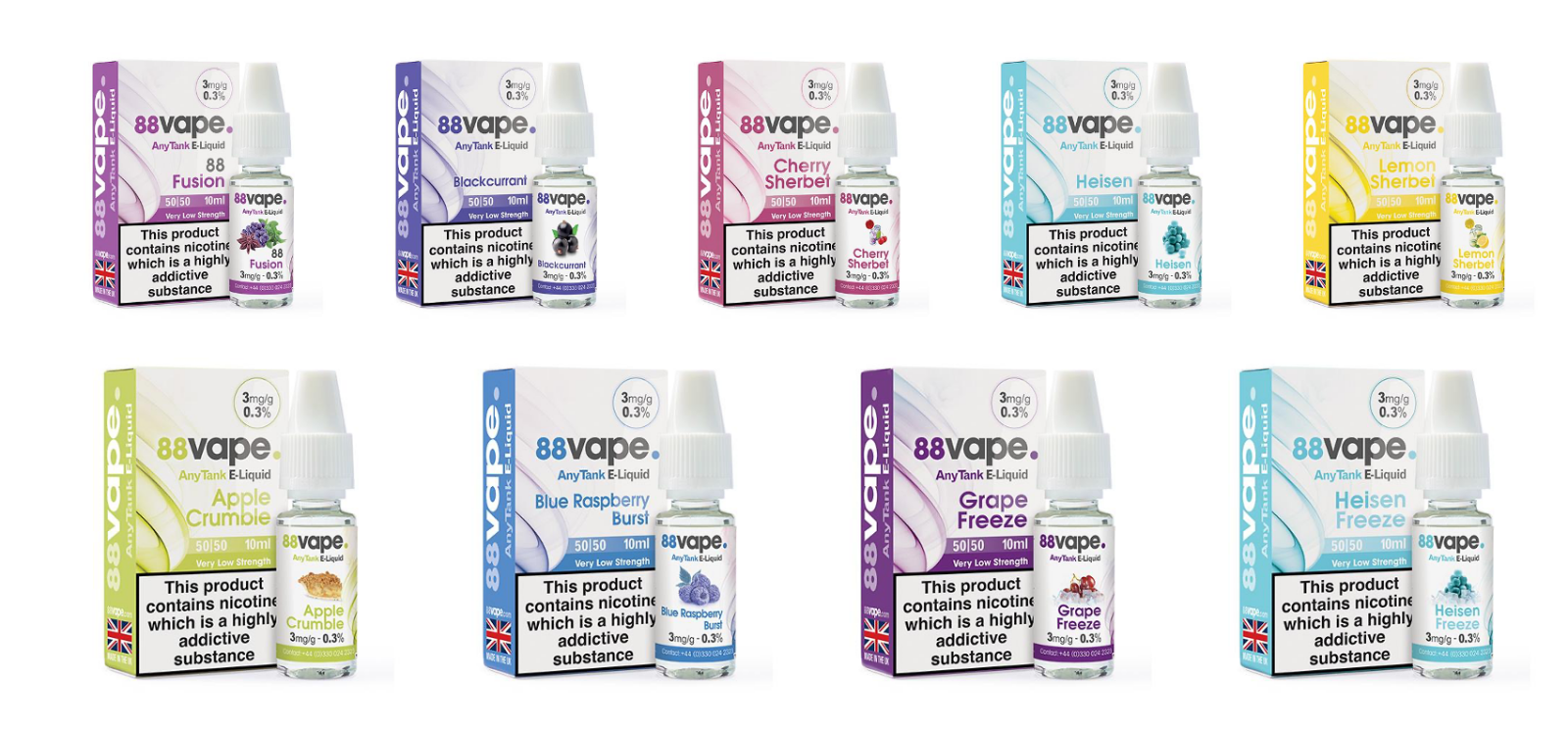 88 Vape E-Liquid | 10ml | 40 Flavours | All Strengths | 50/50 Vape ...