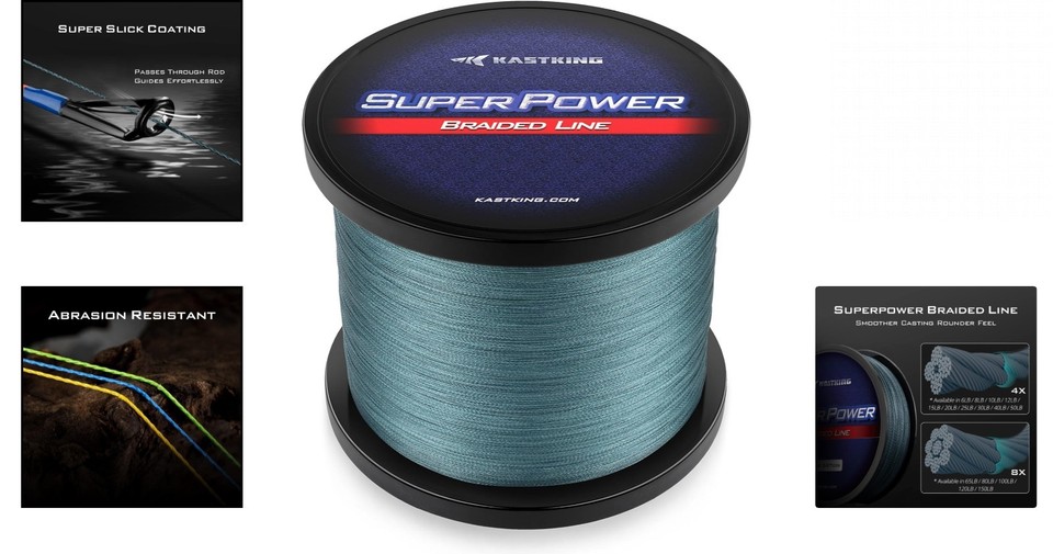SuperPower 10lb Braided Fishing Line - Abrasion Resistant Zero Stretch ...