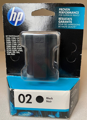 Genuine HP 02 BLACK Colour Original Ink Printer Cartridge Exp 2015 New ...
