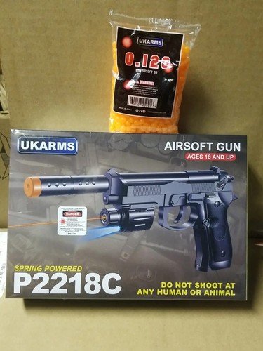UKArms P2218C Spring Powered Airsoft Pistol Laser Light With 850 Count ...