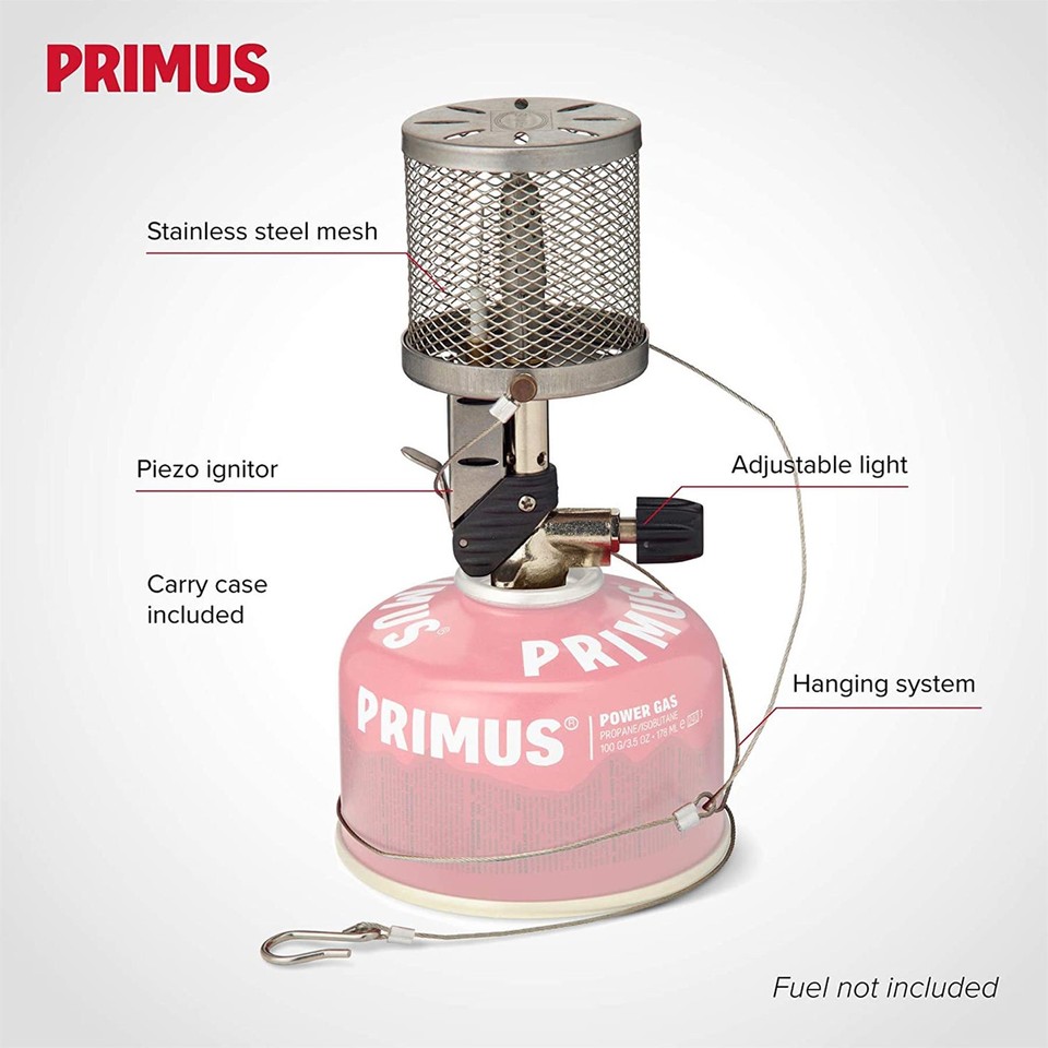 Primus Micron gas lamp lantern light adjustable bright ignition hanging ...