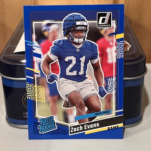 2023 Donruss Football Zach Evans Rated Rookie Blue Press Proof LA Rams ...