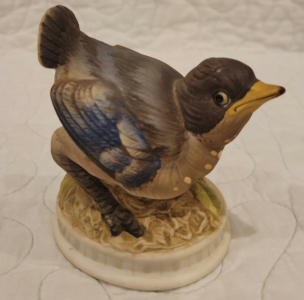 Porcelain Baby Blue Jay LEFTON KW1637 Figurine Bird | eBay