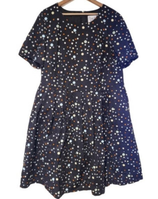 EUC Bea & Dot Modcloth black multicolour polka dot fit & flare dress ...
