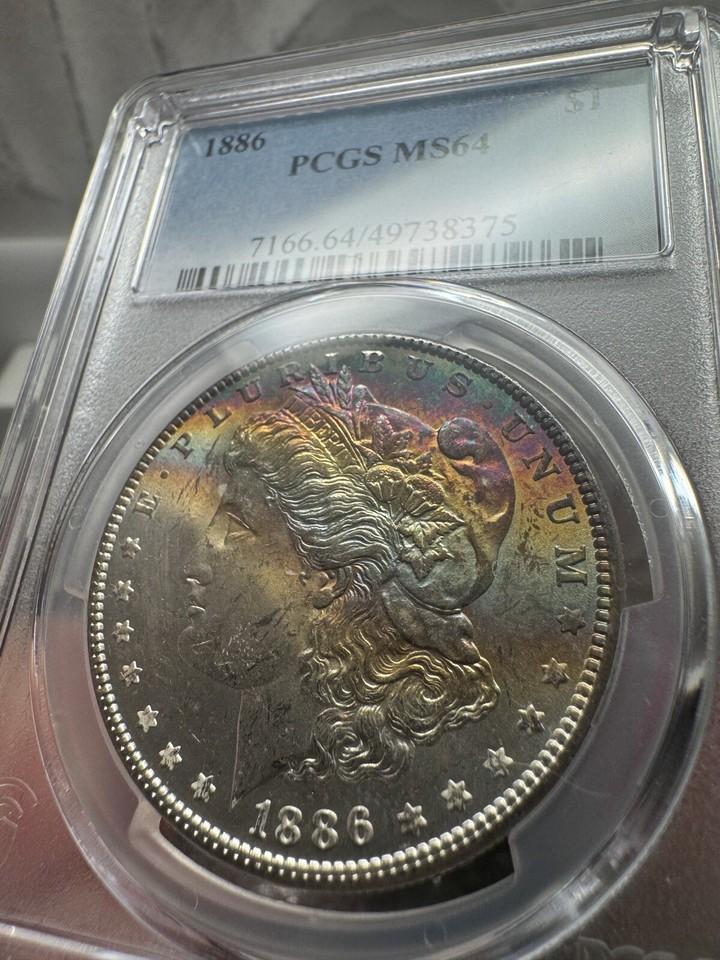 1886 Silver Morgan $1 PCGS MS64 Obverse Monster Rainbow Toner | eBay