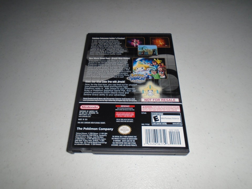 Pokemon Colosseum Bonus Disc w/ Jirachi WM insert ☆☆ Complete Nintendo ...