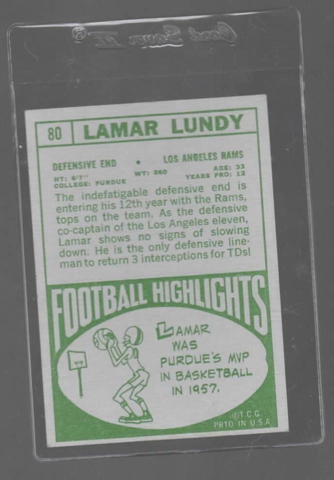 1968 Topps Football #80 LAMAR LUNDY LOS ANGELES RAMS EX-MT Clean SHARP ...