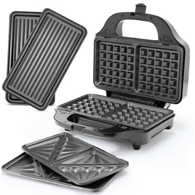 Sandwich Toaster Waffle Maker 3-IN-1 Panini Press Grill Non-Stick ...