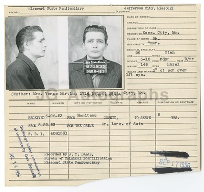 Police Booking Sheet - Russell E. Marvin - Grand Larceny Auto ...