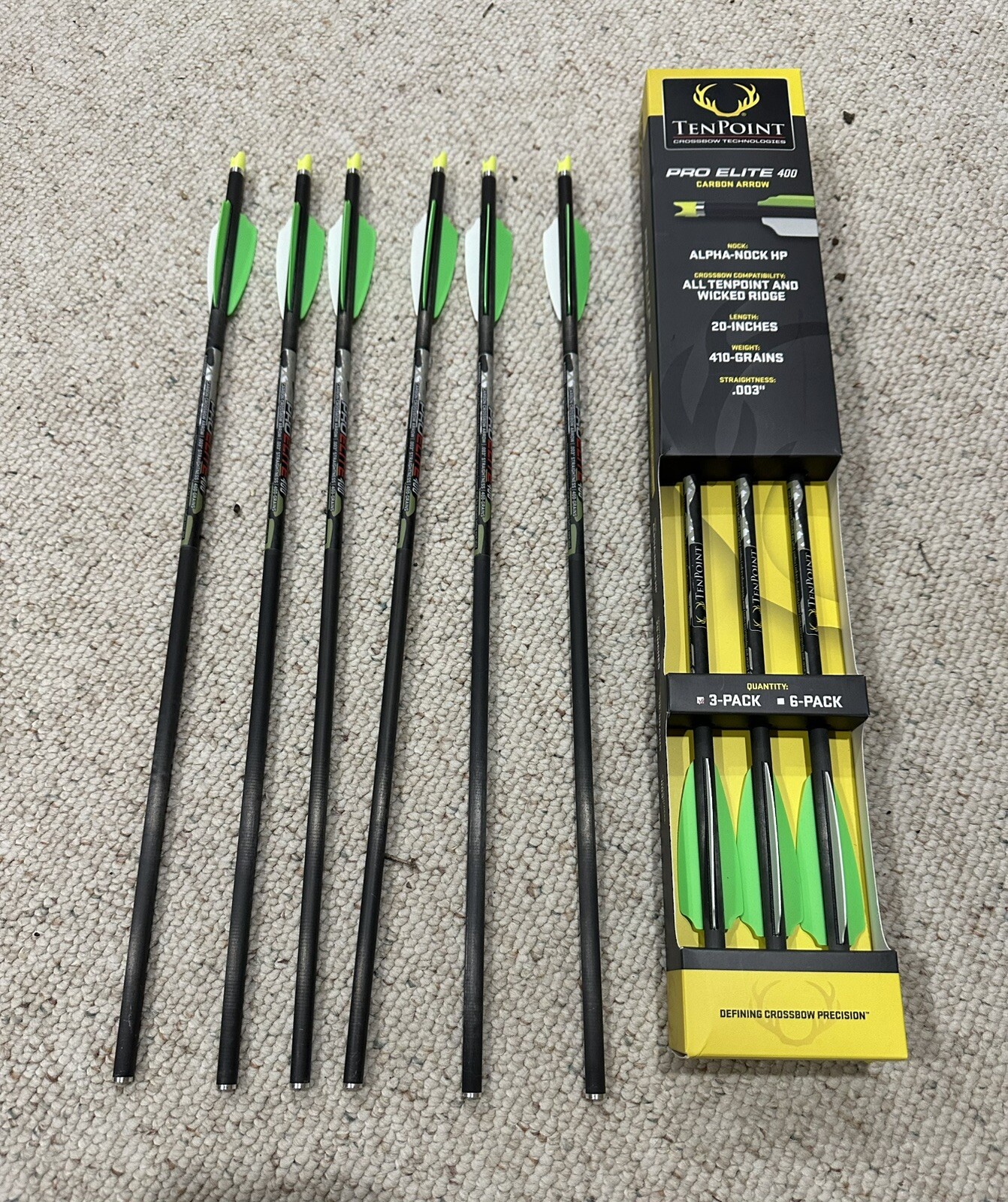 TenPoint Pro Elite 400 Bolts w/ Non Lighted Alpha Nocks, 9 Pack ...