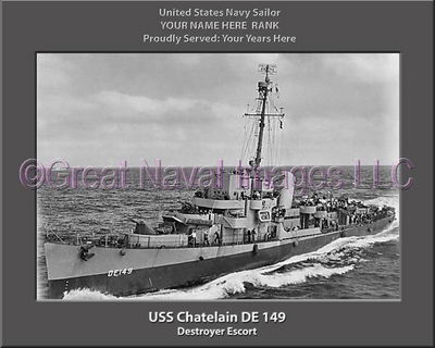 USS Chatelain DE 149 Personalized Canvas Ship Photo Print Navy Veteran ...