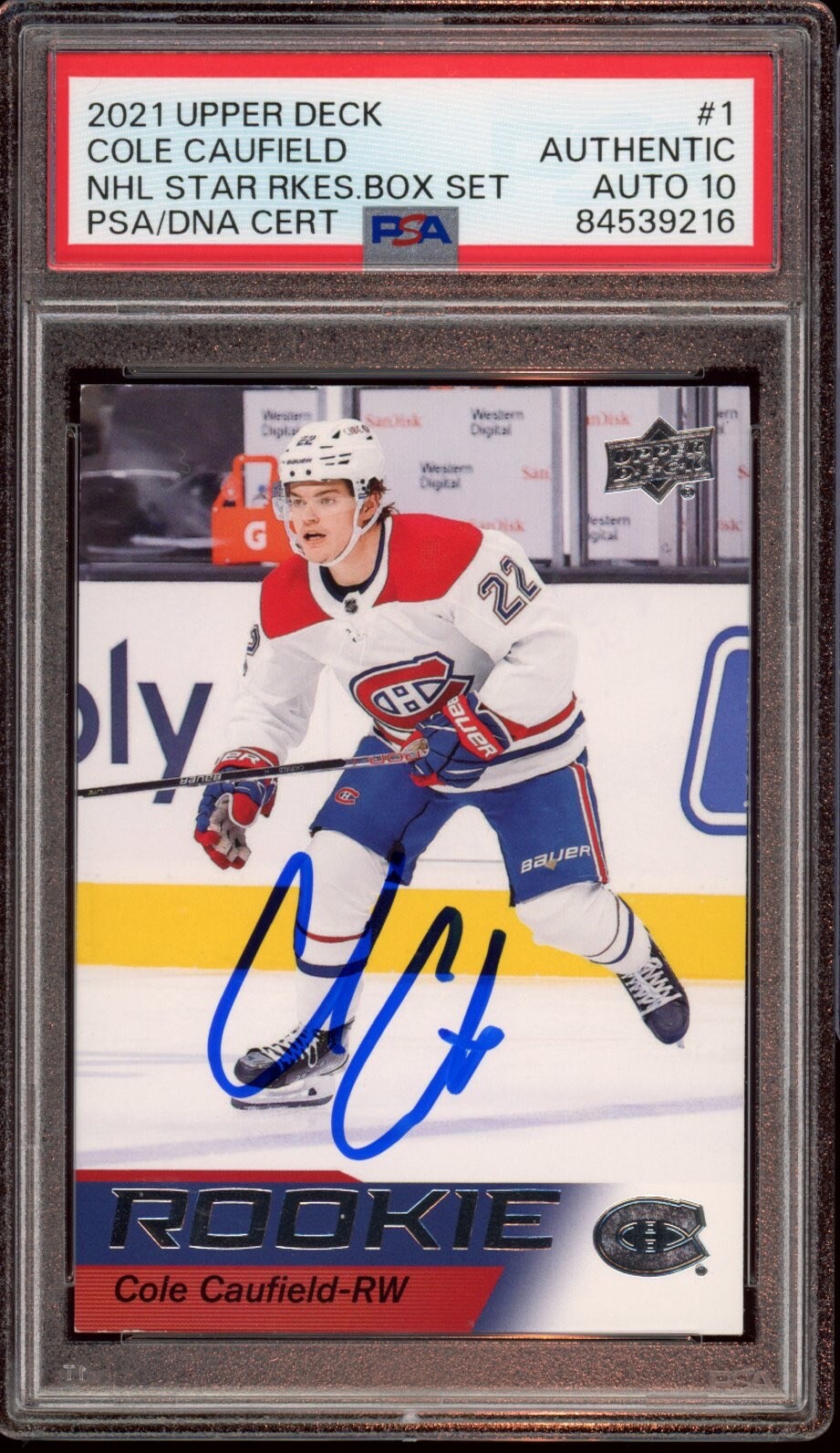 2021 Upper Deck #1 Cole Caufield NHL Star Rookie Card Psa GEM MINT 10 ...