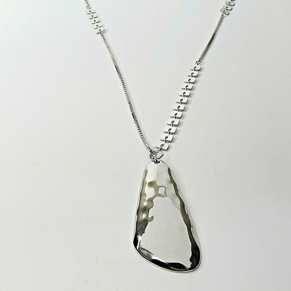 New Chico's TINSEL Sequin Links Silver Tone Metal Pendant Chain ...