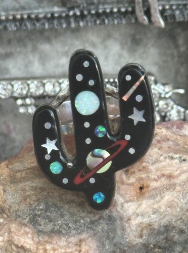 Native American Galaxy Cactus Inlay Multistone Sterling Silver Ring | eBay
