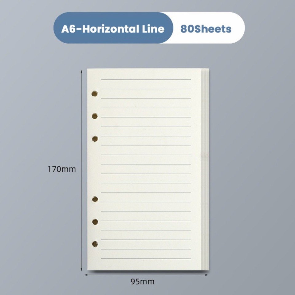 80Sheets A5/A6/A7 Notebook Refill Paper 6-hole Binder Inner Page Gift ...