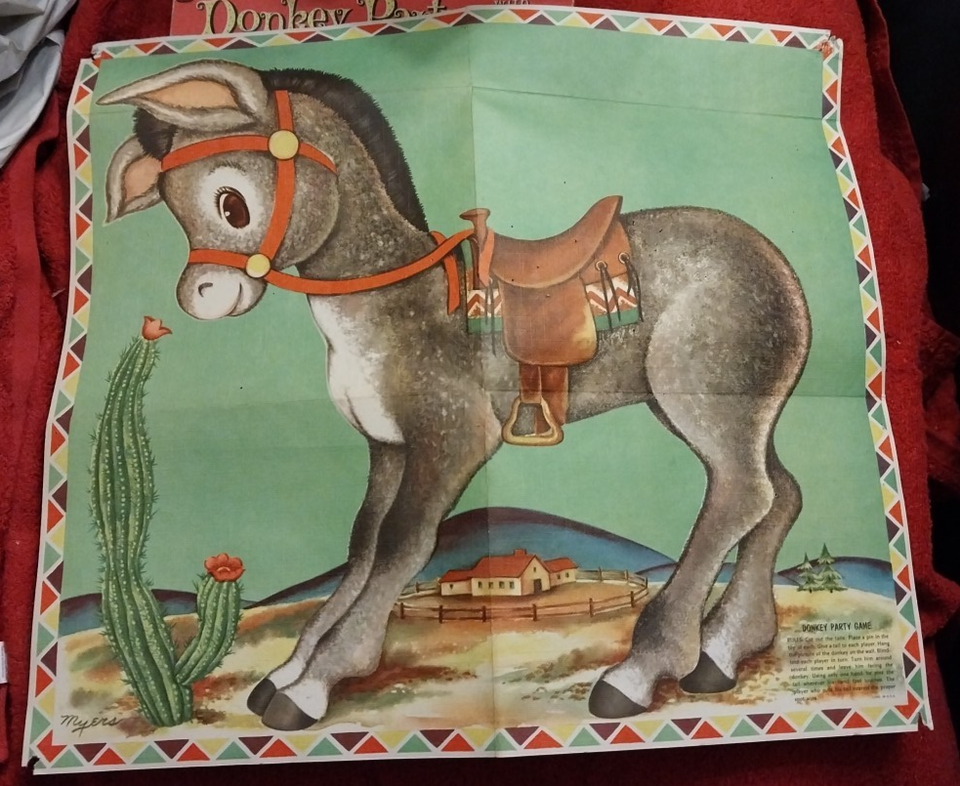 VINTAGE CHILDRENS GAME - ORIGINAL PIN THE TAIL ON DONKEY by Whitmen ...
