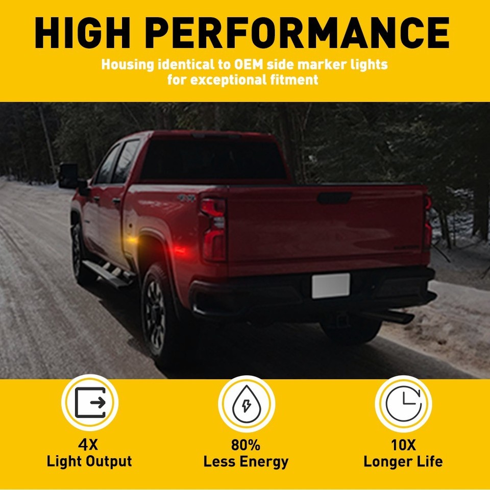 4-40 Amber Red Lamp Clear LED Light Side Fender Fit 15-23 Chevy ...