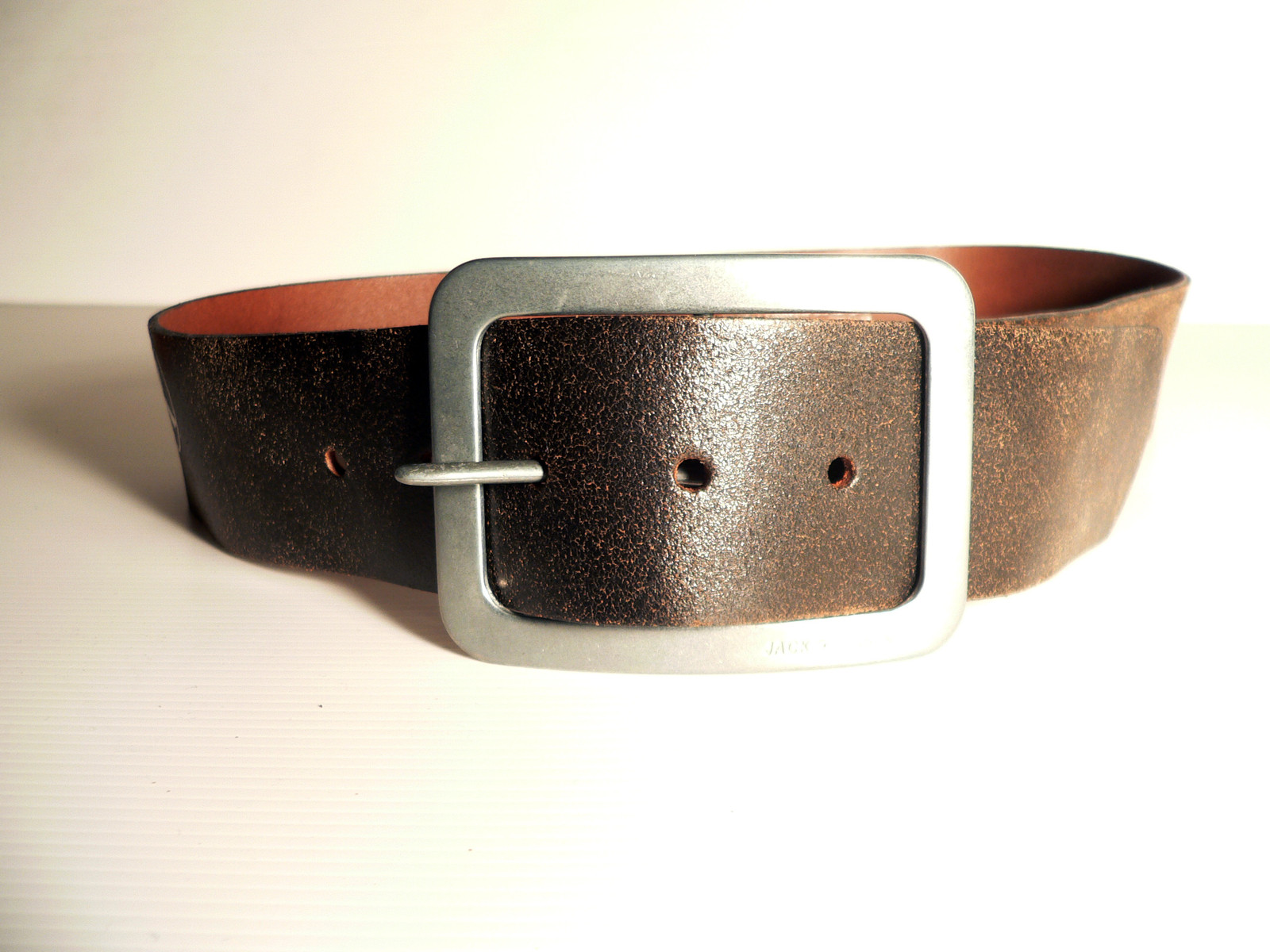 Superb Schwarzer Ledergürtel Brown + Gedruckt JACK & JONES 75cm Große ...