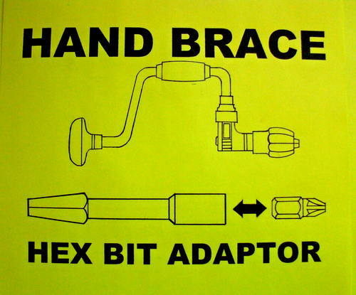 HAND BRACE 1/4" HEX BIT ADAPTER ADAPTOR HOLDER - FOR STANLEY, MARPLES ...