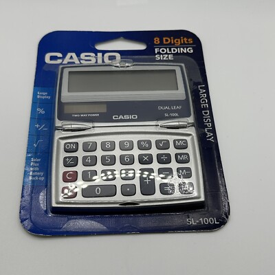 Casio Small 8 Digit Folding Solar Battery Silver Calculator New sealed ...