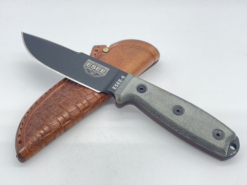 ESEE KNIVES USA Rowen ESEE-4 Black Coated Drop Point Survival Knife w ...
