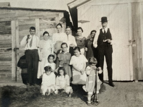 Family In Front Of Old Barn 1920’s Vintage Photograph Picture Black ...
