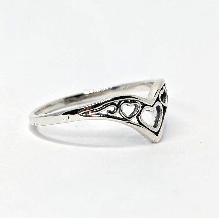 Filigree V Shaped Heart Sterling Silver Promise Ring NEW | eBay