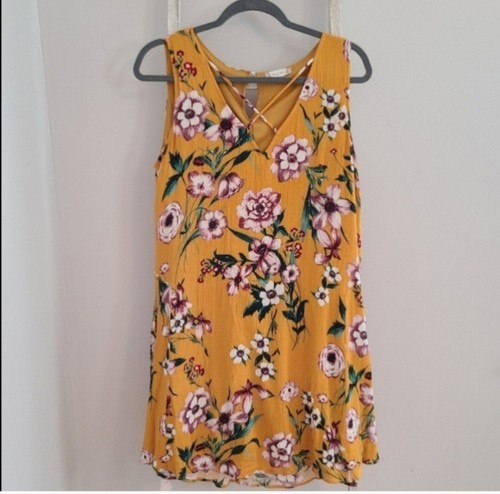 Altar'd State dress womens Medium Yellow floral sleeveless shift | eBay
