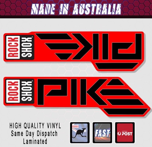 Rockshox Pike 2023 style Fork Decal RED Stickers Laminated Rock shox ...