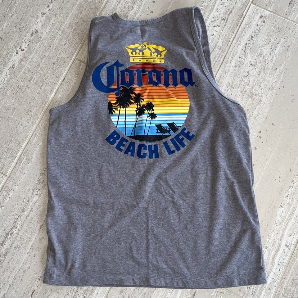Corona Men Size S Gray Tank Top Beach Life Logo Graphic Old Navy Beer ...