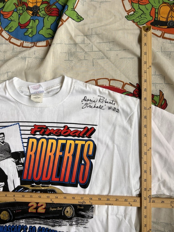 Vintage NASCAR Fireball Robert’s T Shirt Autographed Sized XL White | eBay