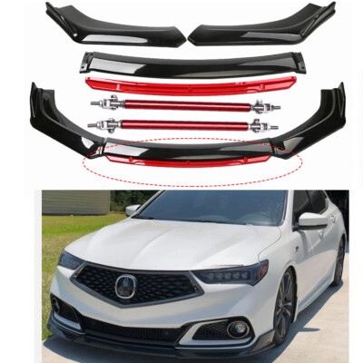 For Acura TLX A-Spec Front Bumper Lip Splitter Spoiler Glossy Black+Red ...